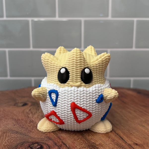 3D Printed Togepi-Inspired Figure – Knitted Texture Pokémon Collectibl ...